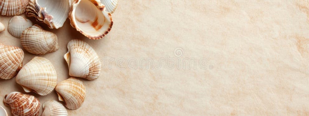 Textured Beige Paper Background Featuring Subtle Seashell Illustrations ...
