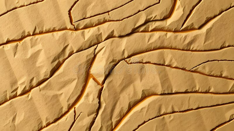 Textured Beige Paper with Deep Creases and Shadows, Creating a Dynamic ...
