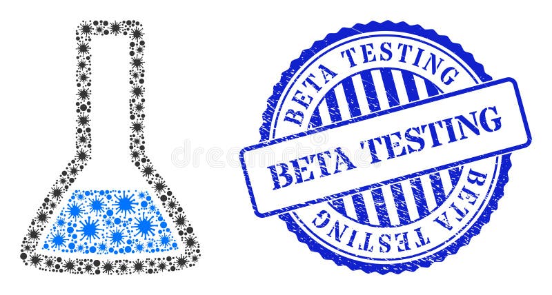 Textured Beta Testing Stamp Seal and Viral Chemical Retort Mosaic Icon ... Textured Beta Testing Stamp Seal and Viral Chemical Retort Mosaic Icon ...