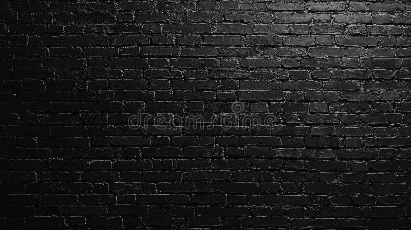Textured Black Brick Wall Surface - Abstract Pattern with Rich Dark ...