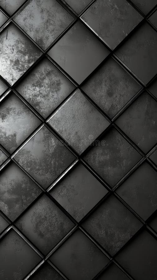 Textured Black Diamond Pattern with Metallic Accents and Rivets on a ...