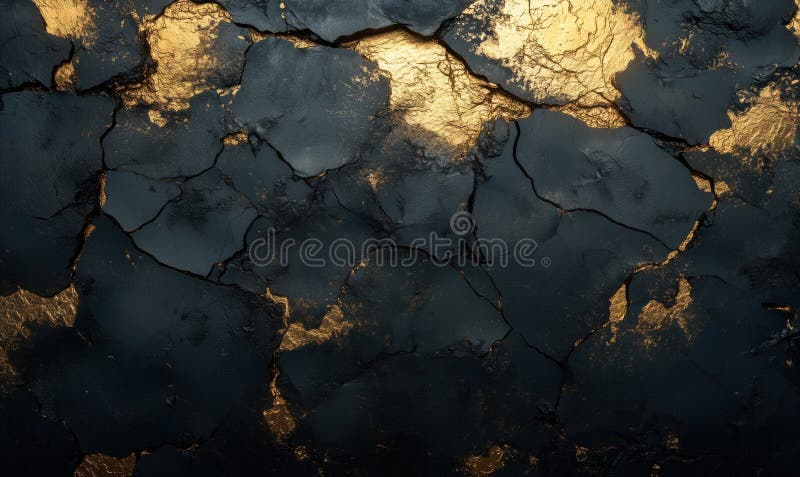 Textured Black and Gold Cracked Wall Surface with Artistic Design ...