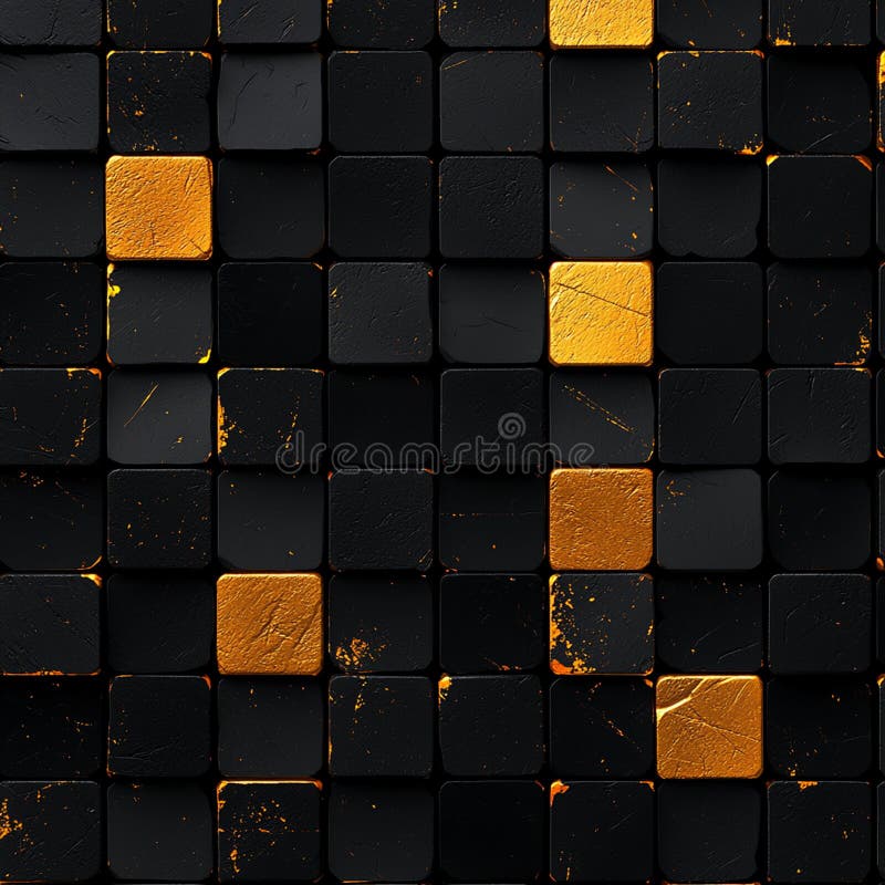 Textured Black and Gold Square Tiles Create Striking Abstract Pattern ...