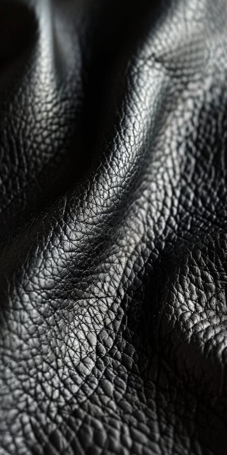 Textured Black Leather Material Close-Up Displaying Natural Patterns ...