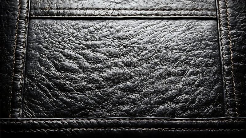 Closeup of Textured Black Leather Surface with Detailed Stitching and ...