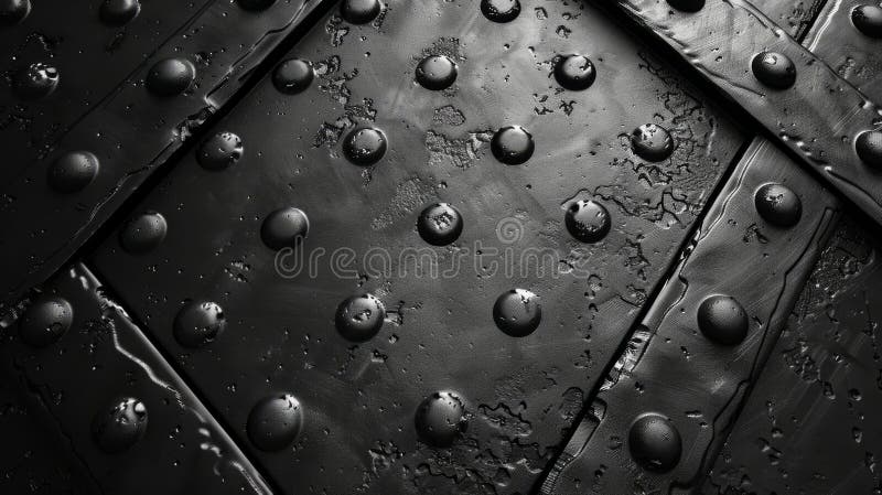 Textured Black Metal Surface with Studs and Rivulets in Dim Lighting ...