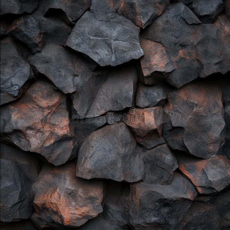 Textured Black and Orange Rock Wall with Uneven Surfaces and Shapes ...