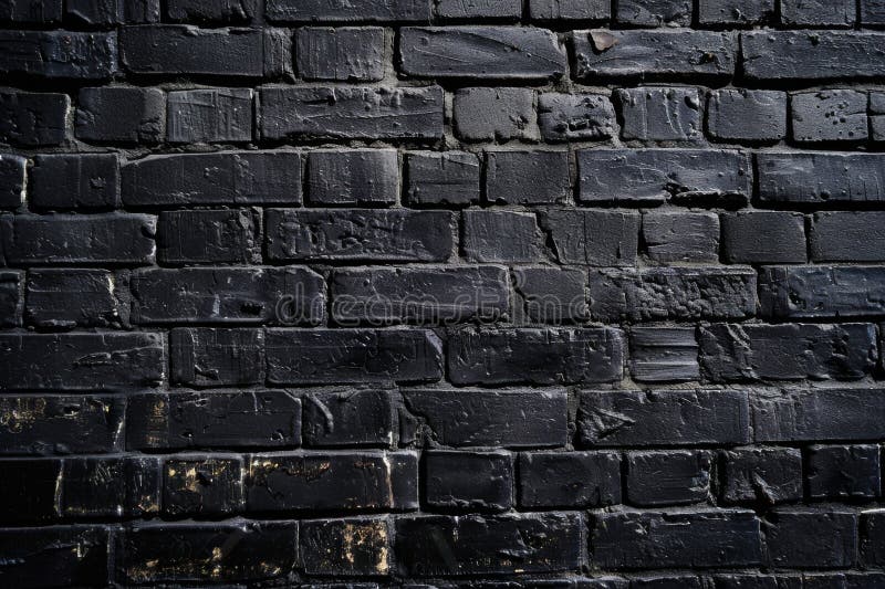 Textured Black Painted Brick Wall with Subtle Highlights and Detailed ...