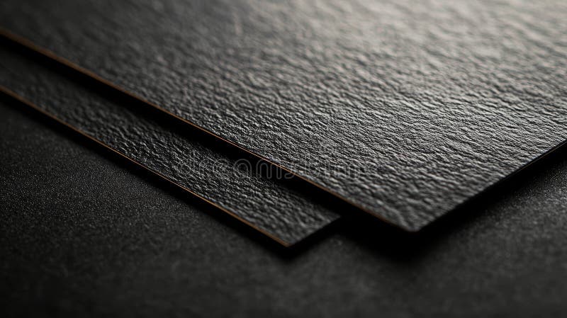 Textured Black Paper Sheets Stacked on Dark Surface Stock Illustration ...