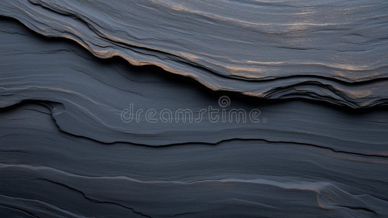 Textured Black Rock Layers with Smooth, Wavy Patterns Showcasing ...