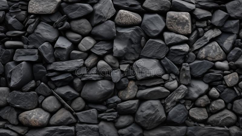 A Textured Black Rock Wall with Scattered Rocks Stock Illustration ...
