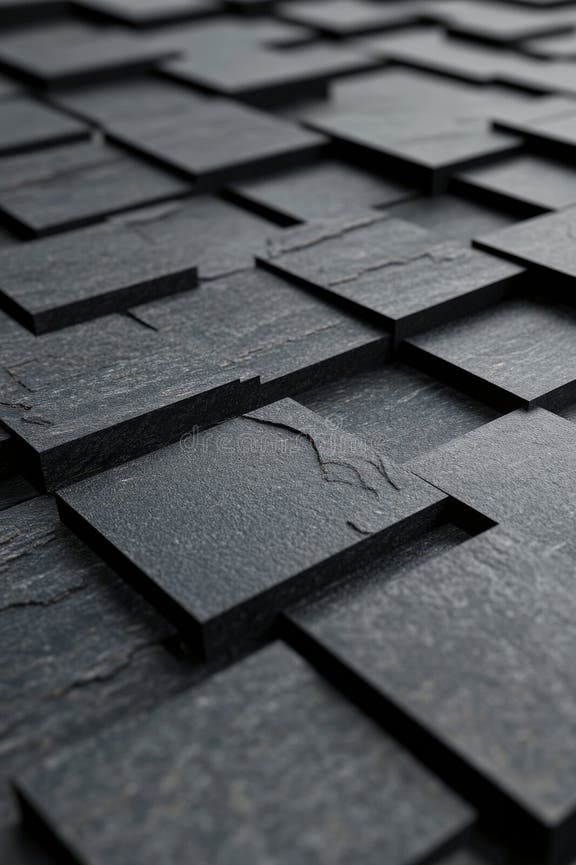 Textured Black Slate Tiles Arranged in a Patterned Layout for Modern ...
