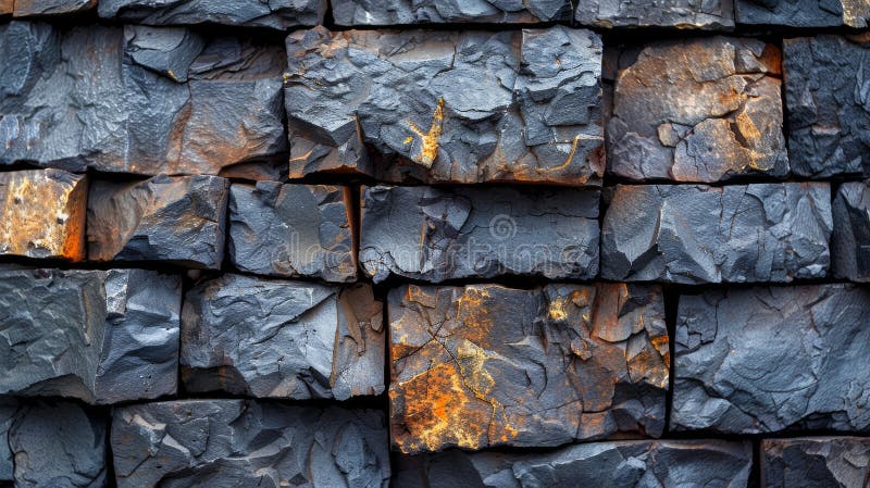 Textured Black Stone Wall with Rust Details Stock Image - Image of ...
