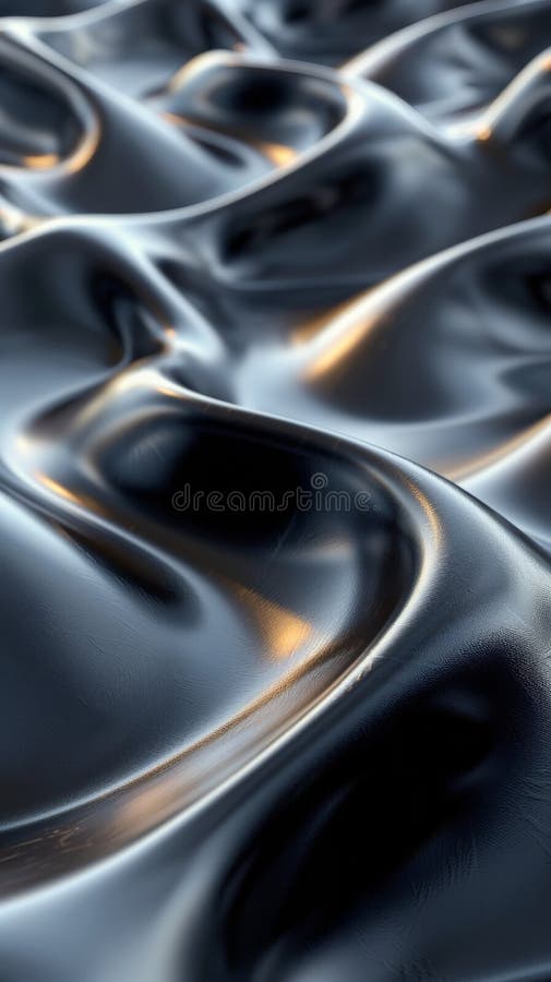 Smooth Black Surface with Droplets Showcasing Elegant Waves in Soft ...