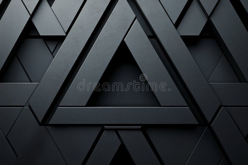 Textured Black Triangular Tiles Arranged in a Geometric Pattern on a ...