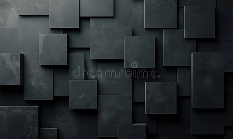 Textured Black Wall with Overlapping Square Panels in Modern Design ...