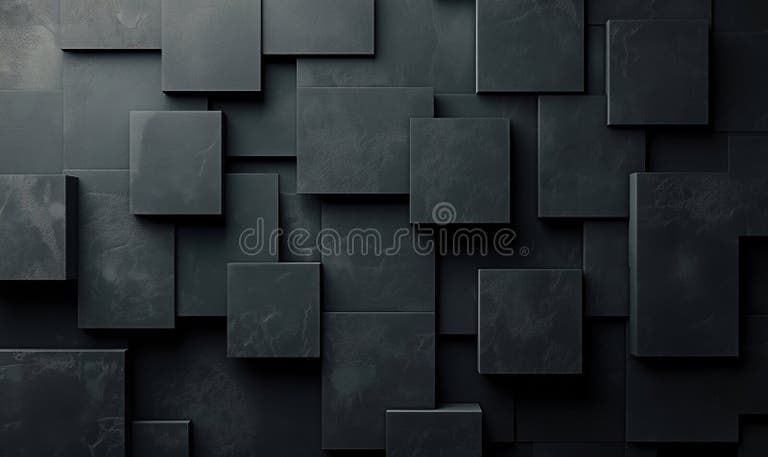 Textured Black Wall with Overlapping Square Panels in Modern Design ...