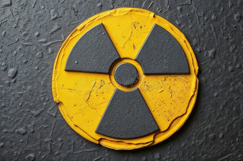 Textured Black and Yellow Radioactive Symbol Representing Caution and ...