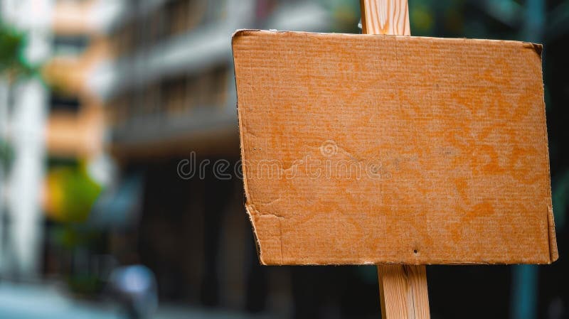 Textured Blank Cardboard Sign Hanging Outdoors Stock Photo - Image of ...