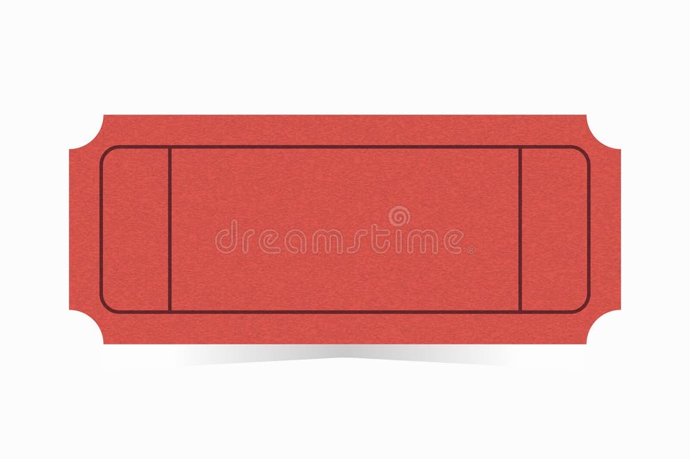 Textured Blank Red Ticket Isolated on White Stock Illustration ...