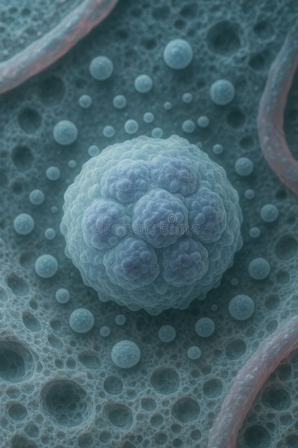 Textured Blue Embryonic Cell Cluster Forming on Porous Organic Surface ...
