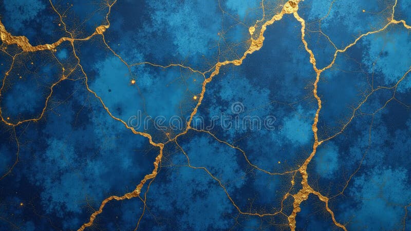 Textured Blue Geodesic Crystal with Gold Stock Illustration ...
