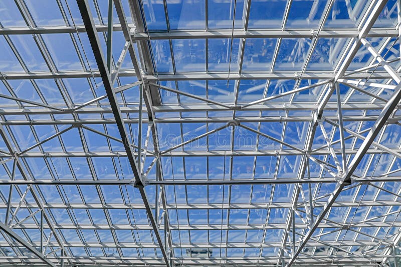 Textured Blue Glass Ceiling Inside Stock Photo - Image of gate, limpid ...