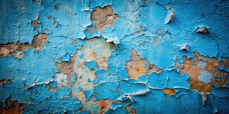 Textured Blue Paint Flaking and Peeling on a Weathered Surface ...