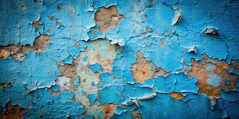 Textured Blue Paint Flaking and Peeling on a Weathered Surface ...
