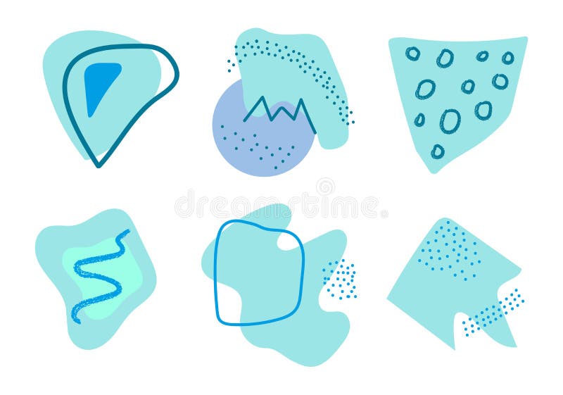 Textured Blue Shapes Isolated on White Background. Geometric Abstract ...