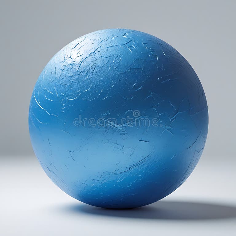 Textured Blue Sphere with Rough Surface and Subtle Shadows on a Light ...