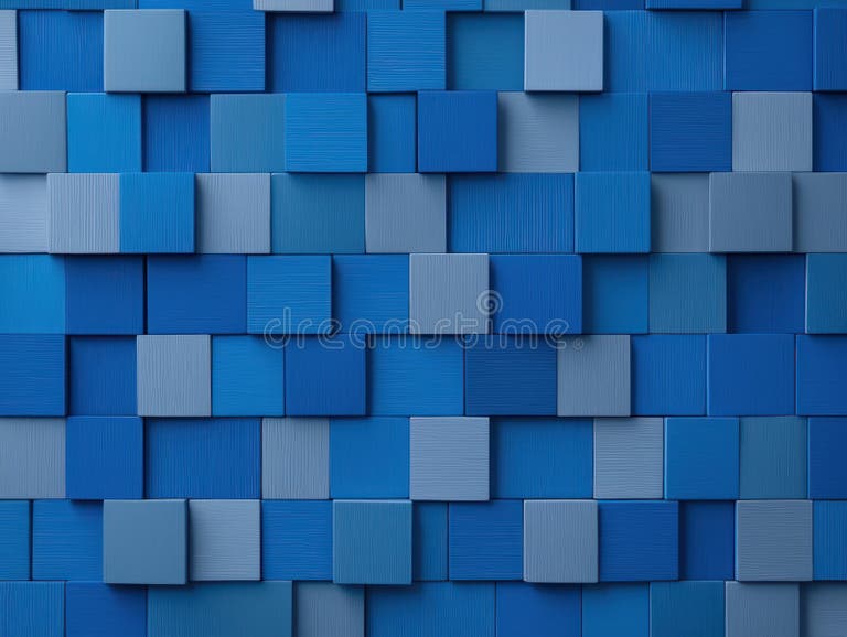 Textured Blue Squares Create Visually Appealing Pattern on Wall Stock ...