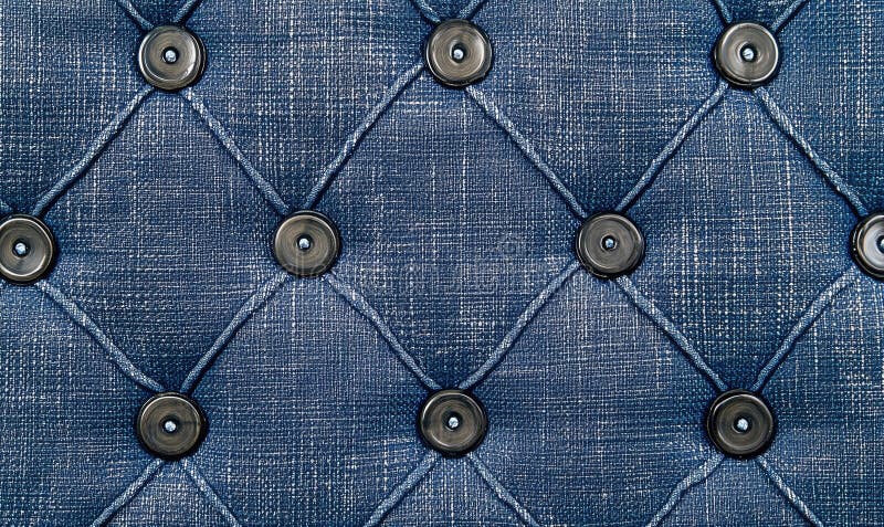 Textured Blue Upholstery with Buttons, Diamond Pattern, Fabric Surface ...