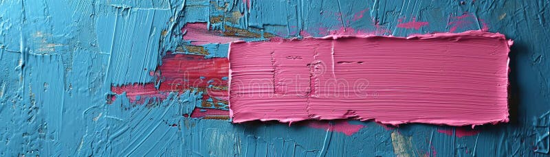 A Textured Blue Wall Featuring a Contrasting Pink Rectangular Paint ...