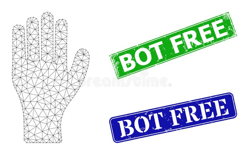 Textured Bot Free Badges and Triangular Mesh Human Hand Icon Stock ...