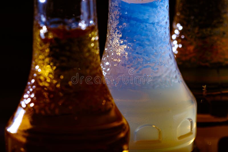 Textured Bottle Glass Close Up Still with Many Colours Stock Photo ...