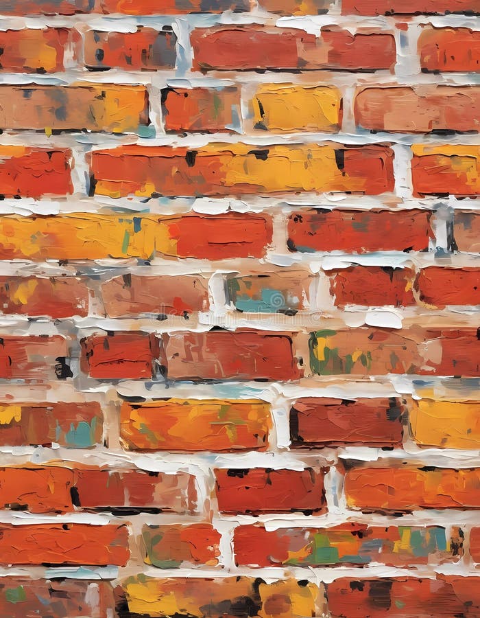 A Textured Brick Wall Displays an Array of Colors, Featuring Warm Reds ...
