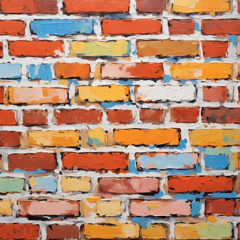 A Textured Brick Wall Displays an Array of Colors, Featuring Warm Reds ...