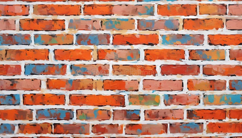 A Textured Brick Wall Displays an Array of Colors, Featuring Warm Reds ...