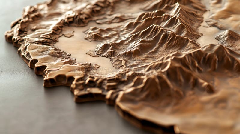 Textured Bronze Topography a Striking ThreeDimensional Relief Map ...