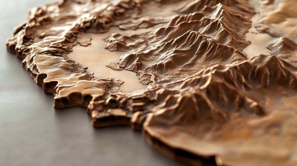 Textured Bronze Topography a Striking ThreeDimensional Relief Map ...