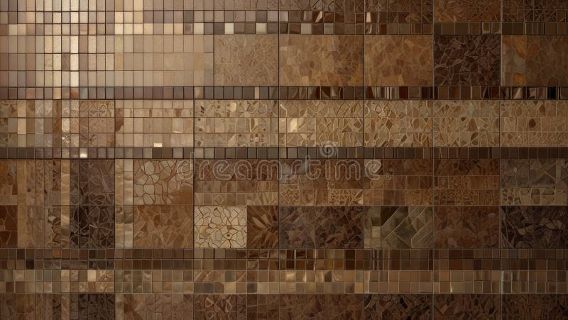 Textured Brown Tile Wall with Diverse Patterns and Shades Stock Photo ...