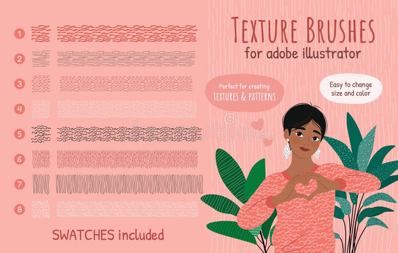 Textured Brushes. Set of Abstract Grunge Textures. Stock Illustration ...