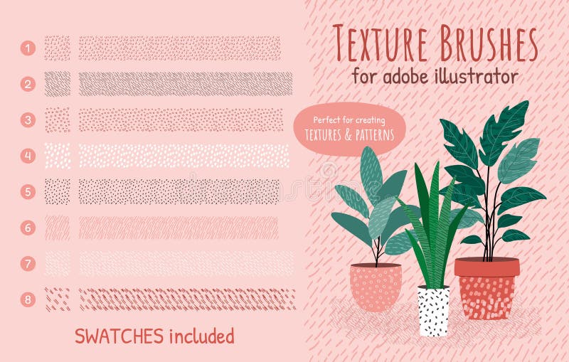 Textured Brushes. Set of Abstract Grunge Textures. Stock Illustration ...