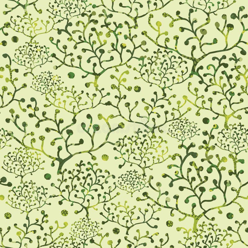 Textured Bushes Seamless Pattern Background Stock Vector - Illustration ...