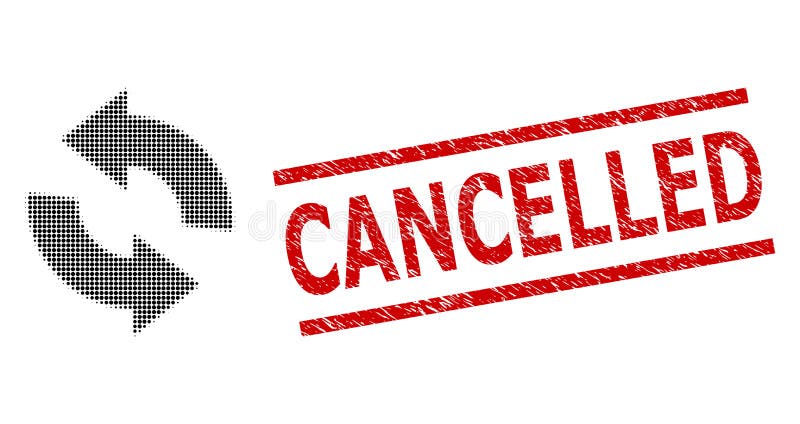 Textured Cancelled Stamp and Halftone Dotted Refresh Stock Vector ...