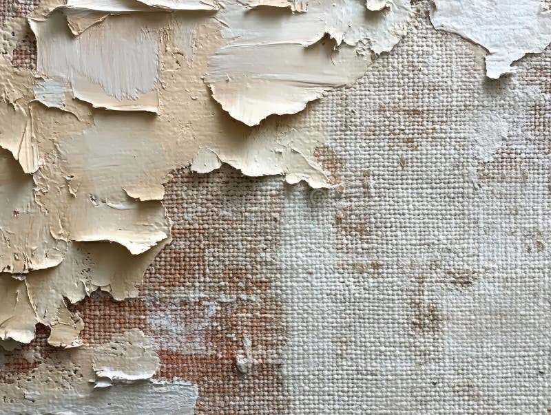 Textured Canvas Abstract Art Wall with Vintage Layers of Natural Beige ...