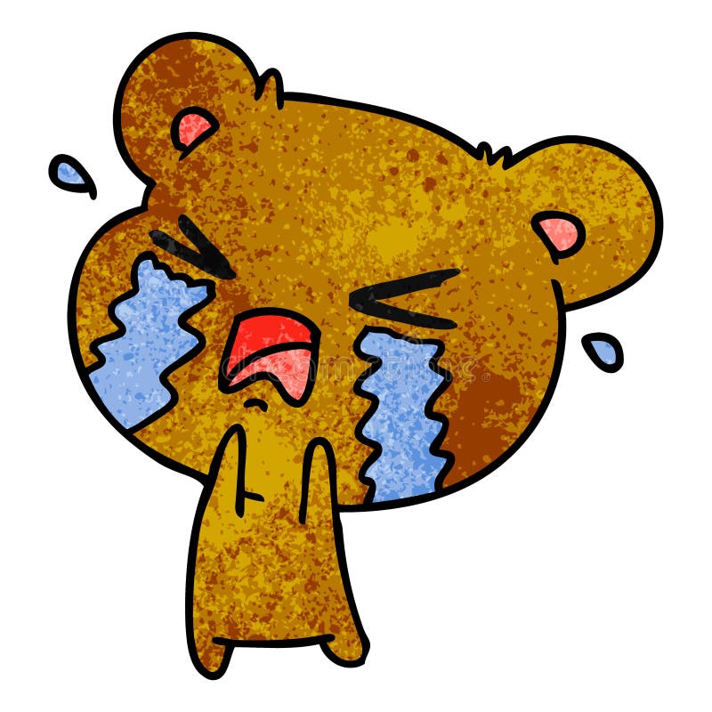 Textured Cartoon of a Cute Crying Bear Stock Vector - Illustration of teddy, grunge: 147619292