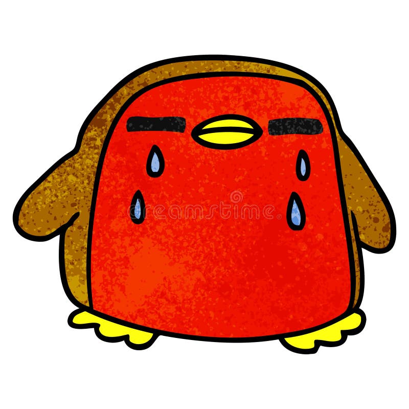 Textured Cartoon Cute Kawaii Red Robin Stock Vector - Illustration of ...