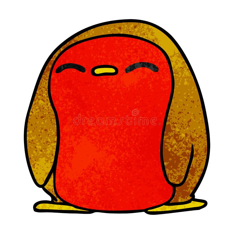 Textured Cartoon Cute Kawaii Red Robin Stock Vector - Illustration of ...